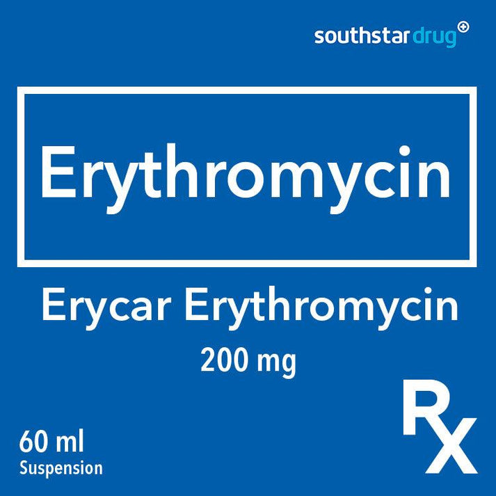 Buy Rx: Erycar Erythromycin 200 mg 60 ml Suspension Online – Southstar Drug